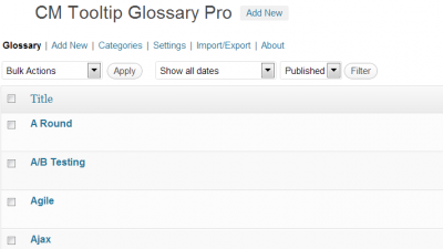 Tooltip Glossary Plugin for WordPress